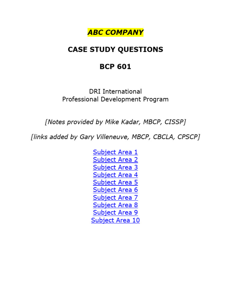 ABC Case Study Questions Notes | PDF