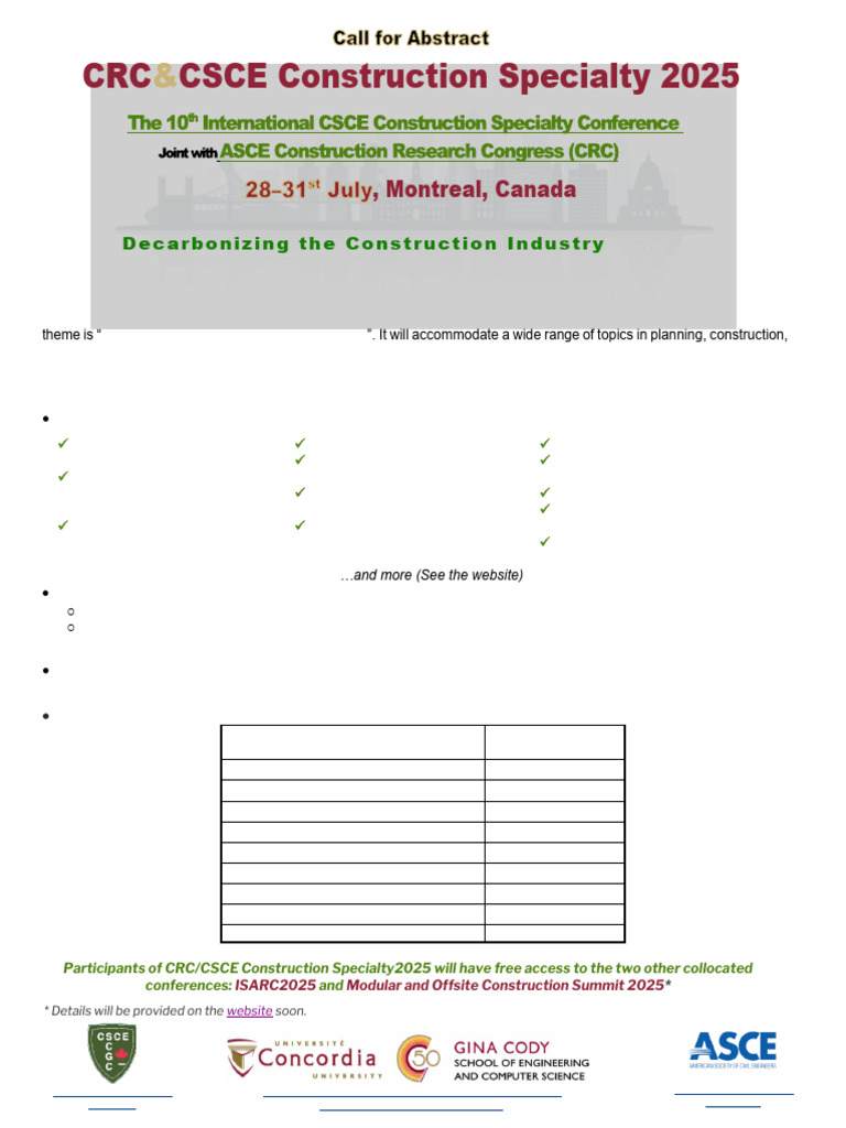 CRC - Csce 2025 Flyer | PDF