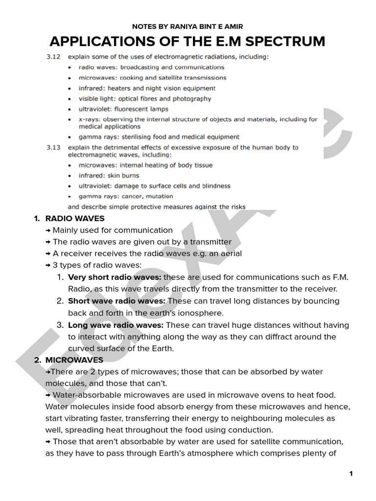 Applications of The Electromagnetic Spectrum | PDF