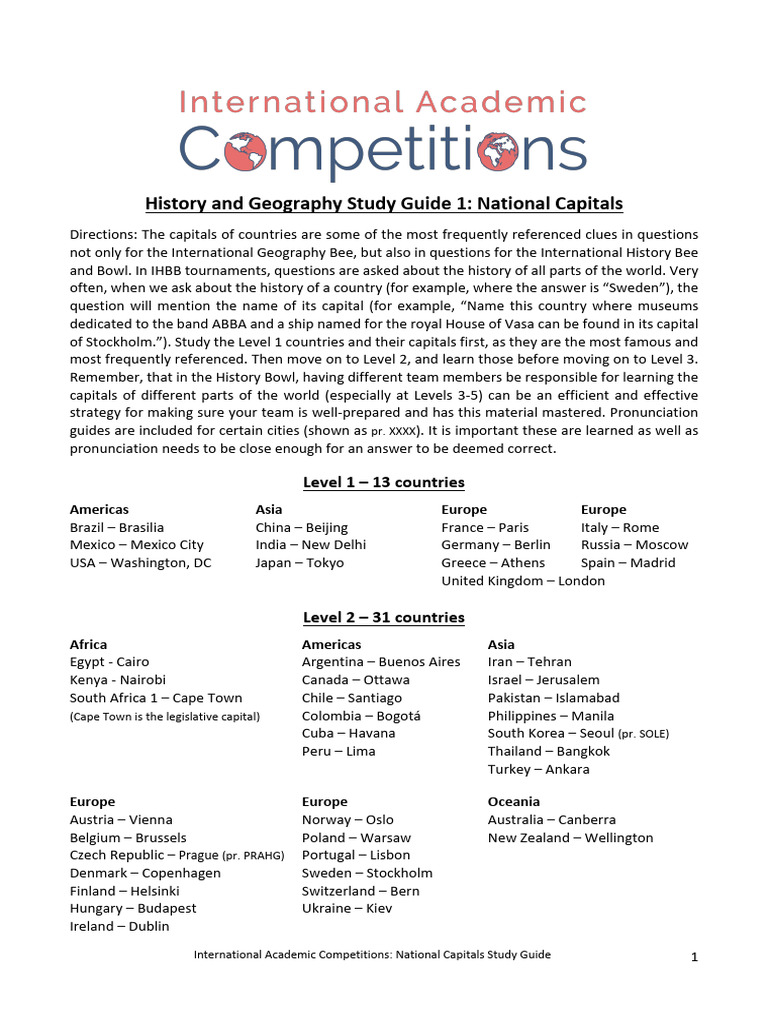 IAC Study Guides National Capitals | PDF