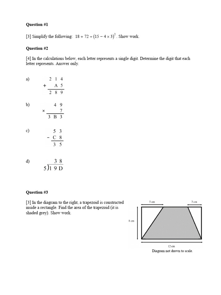 UTS Math Entrance Test 2021 | PDF