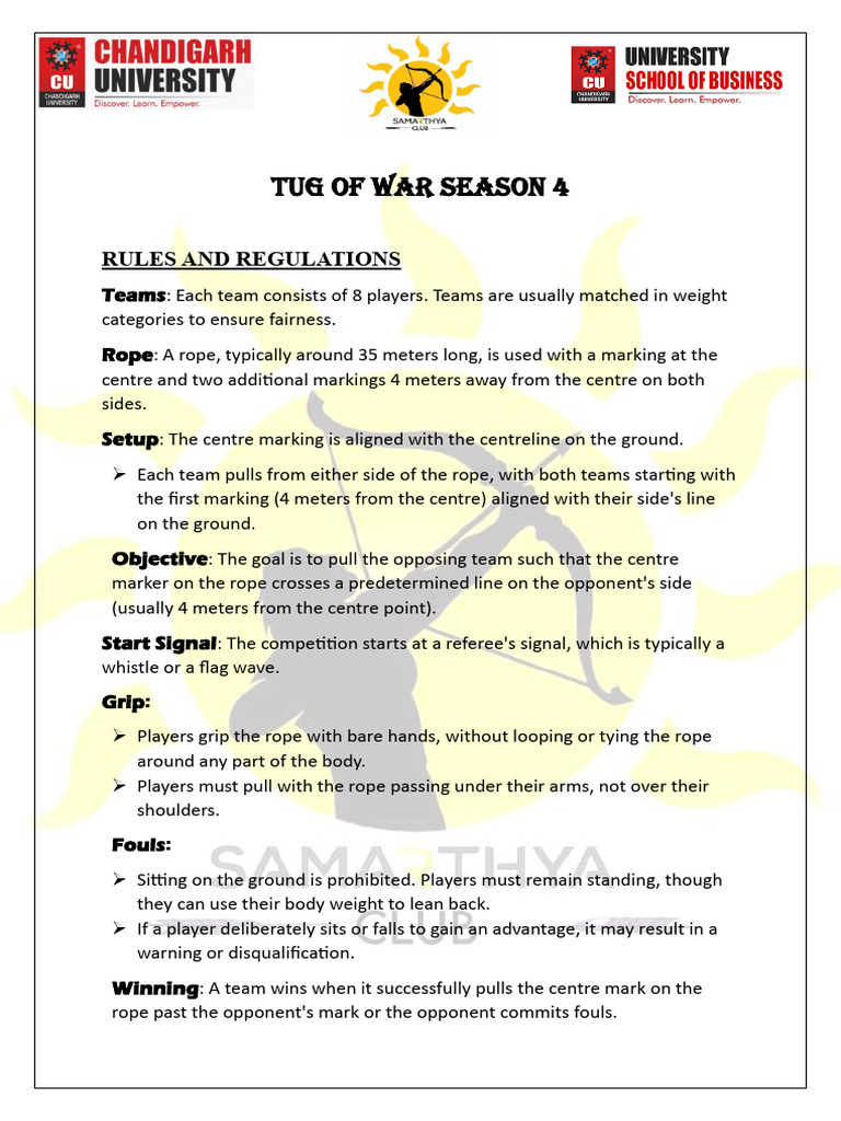 Tug of War Rules and Regulations | PDF