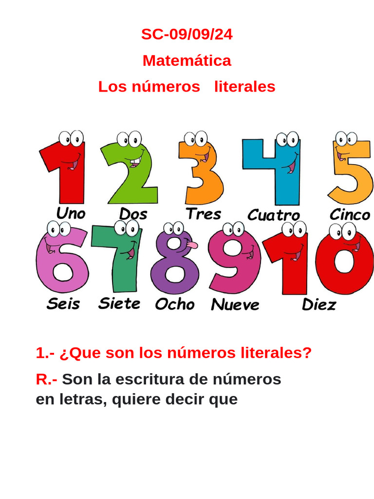 Los números literales | PDF