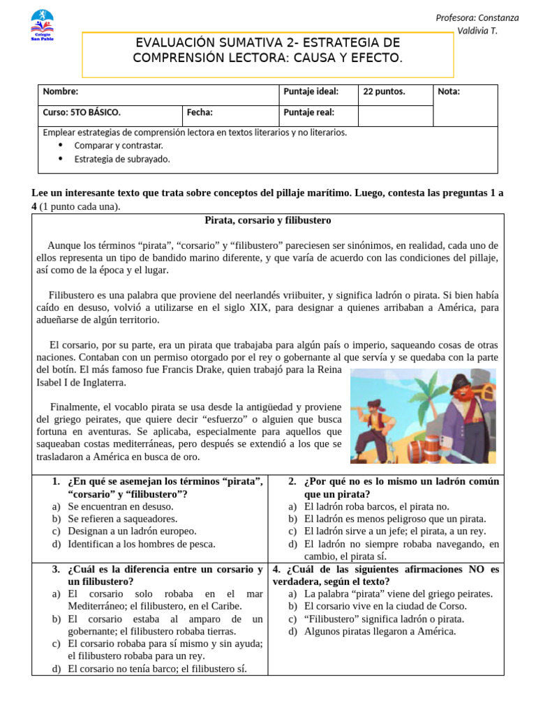 Guia Comparar y Contrastar Evaluación | PDF