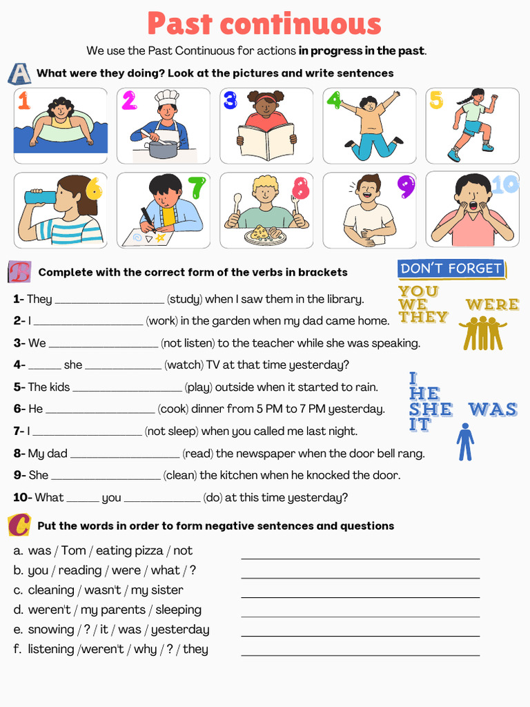 Colorful Present Continuous Worksheet | PDF