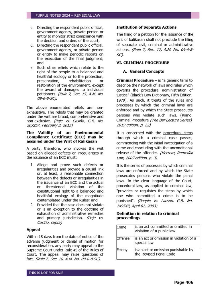 2024 Purple Notes Criminal Procedure and Evidence | PDF