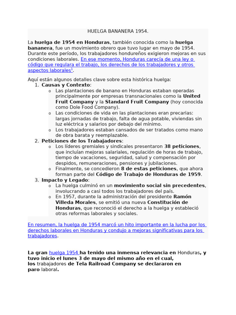 Huelga Bananera 1954 | PDF