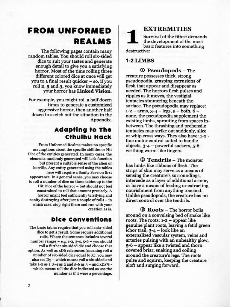 The Cthulhu Hack From Unformed Realms | PDF