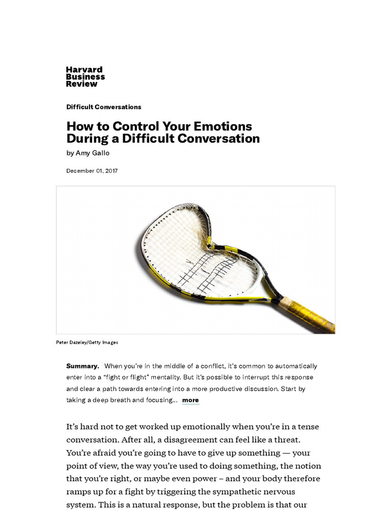 How To Control Your Emotions During A Difficult Conversation | PDF