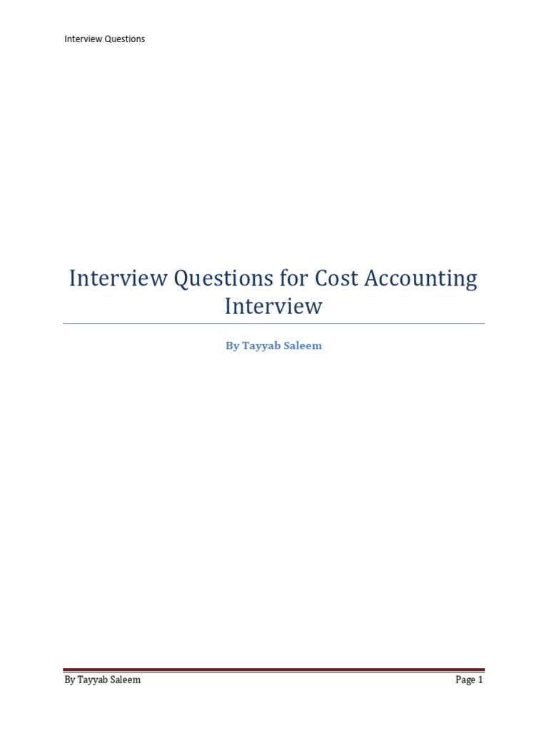 Cost Accounting - Interview Questions | PDF | Cost Accounting | Cost Of ...