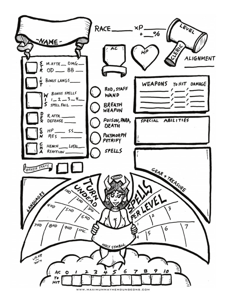6 Max Mayhem Character Sheet 1stED AD&D | PDF