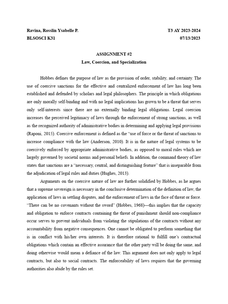 Coercion and the Nature of Law | PDF | Coercion | Justice