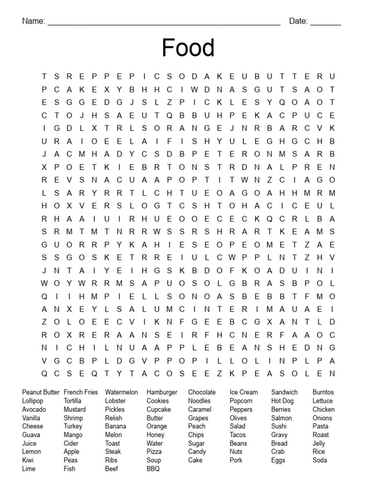 Food Finding Words | PDF