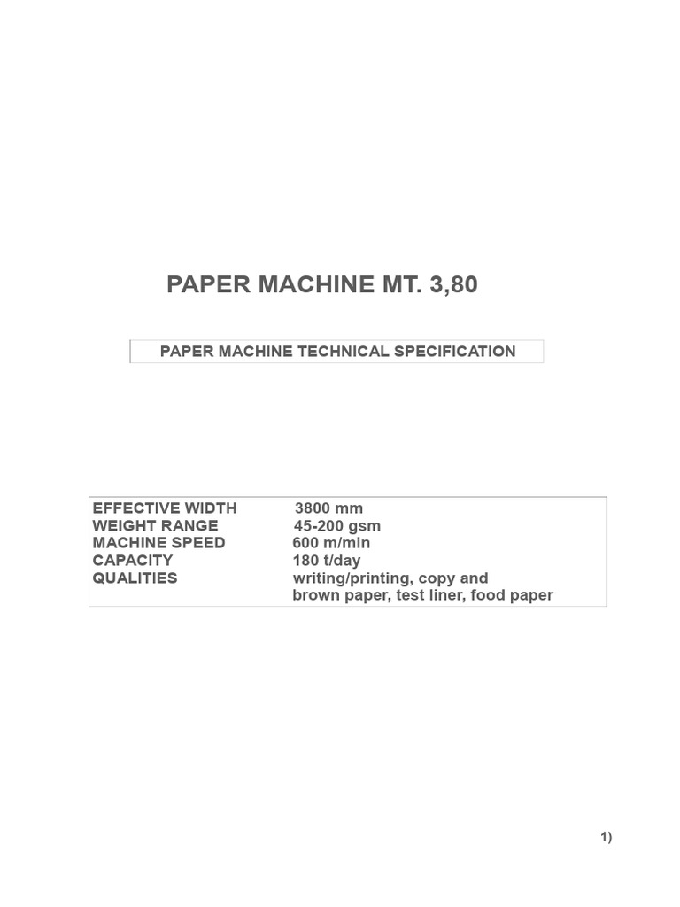 3800 mm Paper Machine | PDF