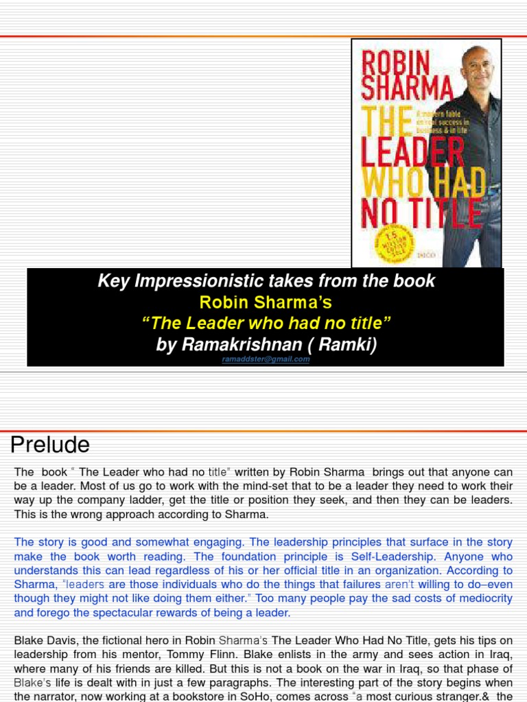 The Leader Who Had No Title Am | PDF | Leadership | Psychological Concepts
