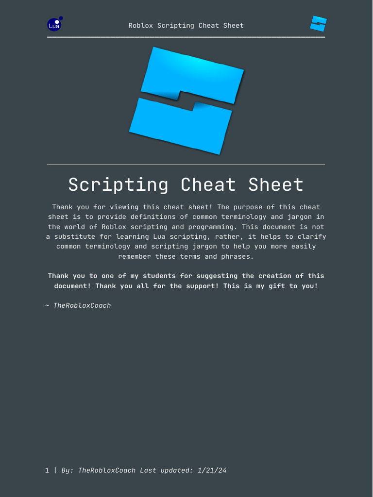 NcvLg5TU6FIXph7GKARU - Scripting Cheat Sheet | PDF NcvLg5TU6FIXph7GKARU - Scripting Cheat Sheet | PDF