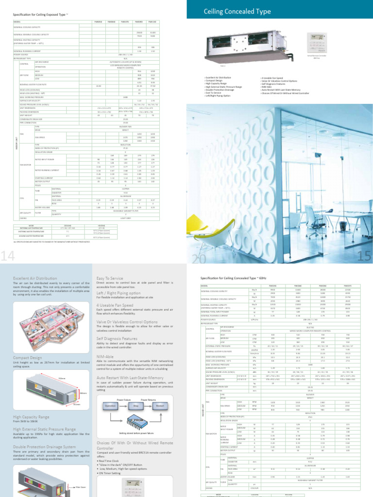 Daikin 60Hz FCU Catalogue | PDF