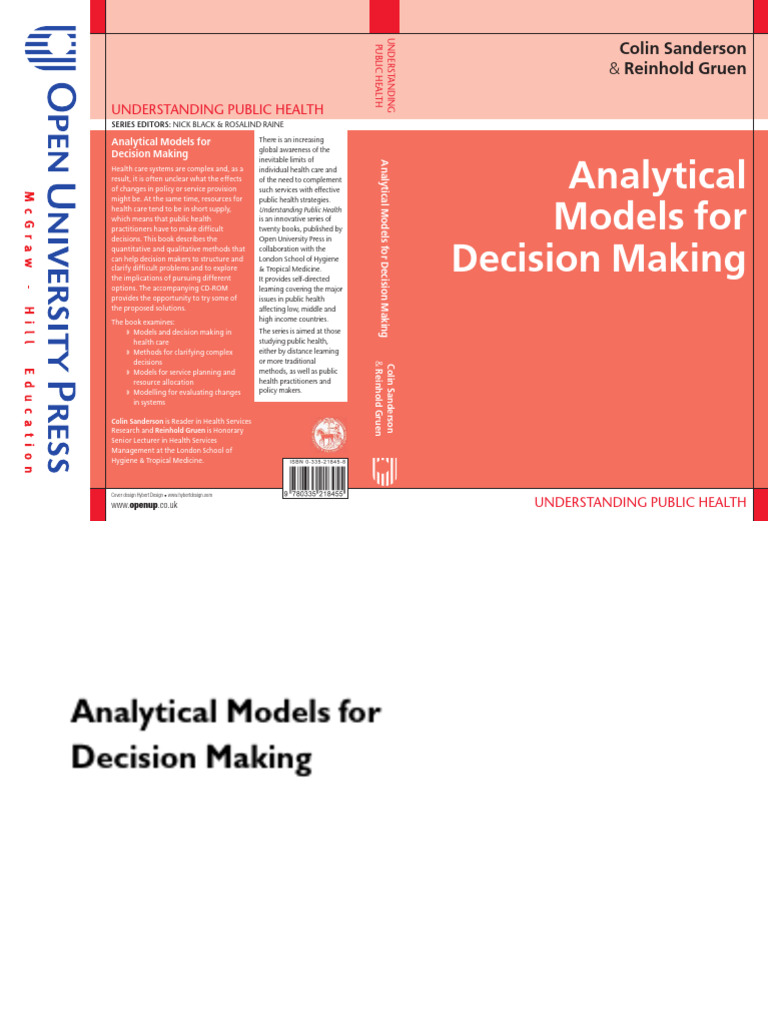 Analytical Models For Decision Making Understanding Public Health | PDF