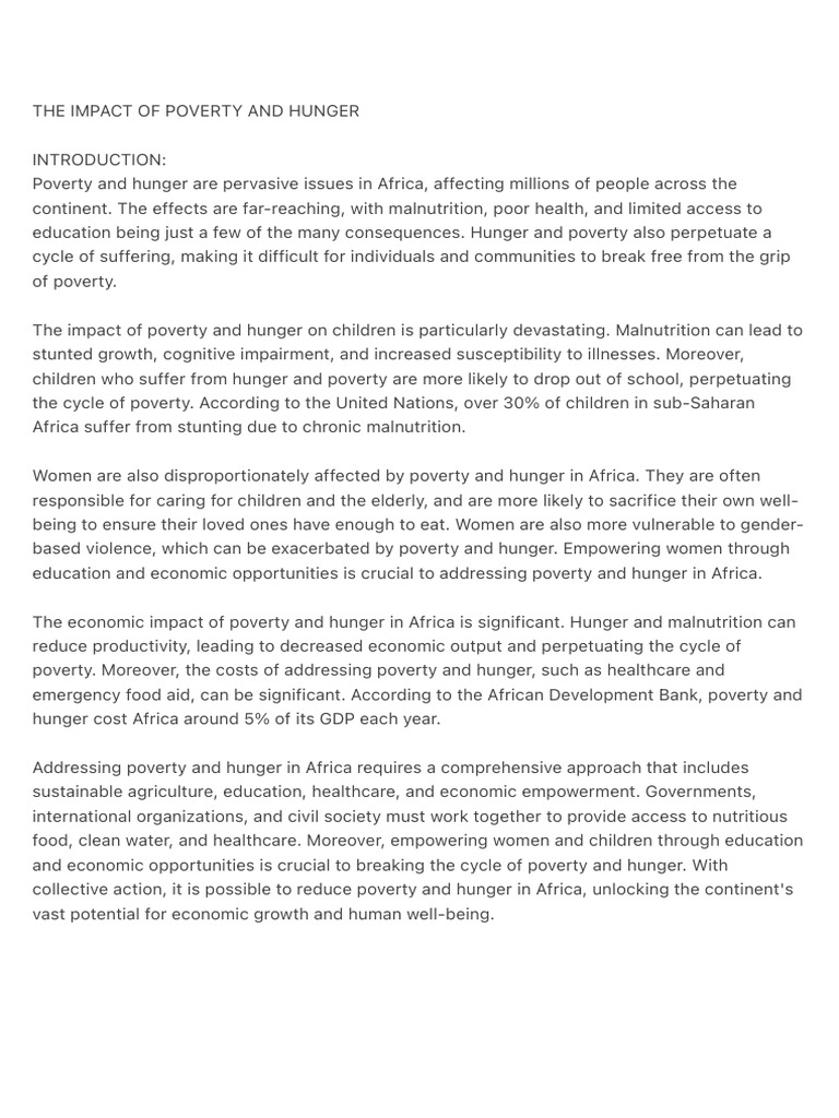 The Impact of Poverty and Hunger | PDF