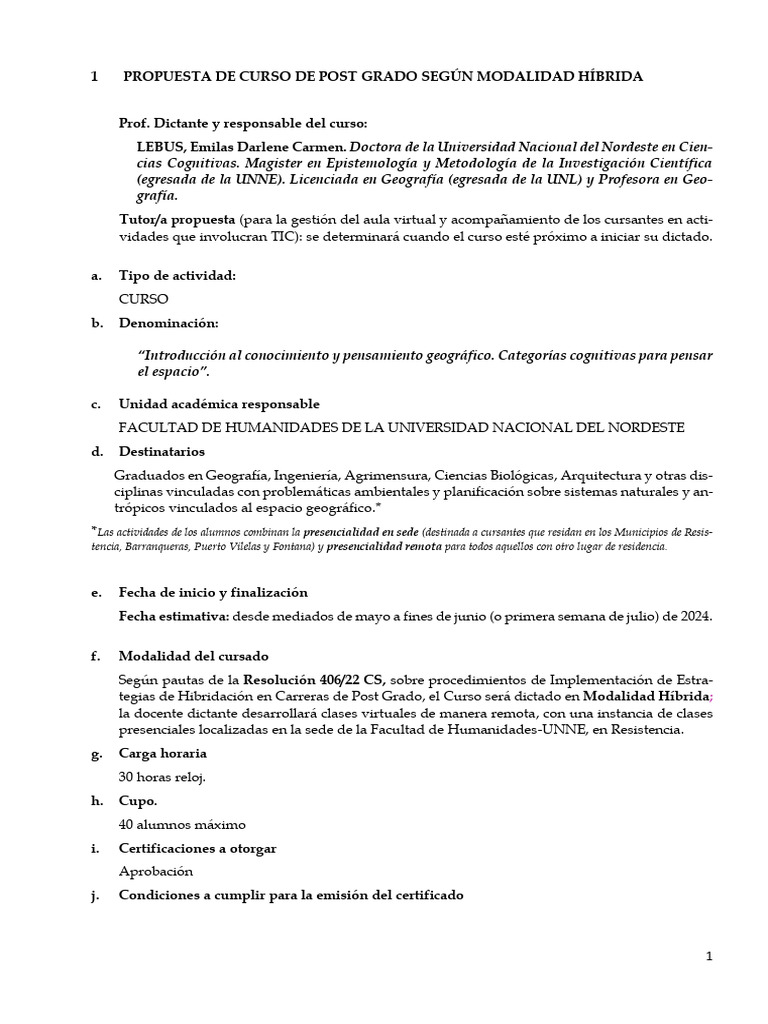 Dra. Emilas Lebus - Curso Postgrado - Introduc. Al Conoc. y Pensam. Geogr - para Aula Virtual | PDF
