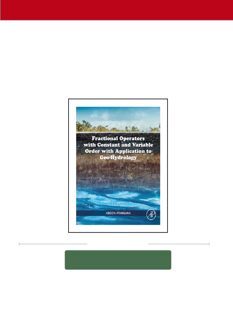 Instant Download Fractional Operators With Constant And Variable Order With Application To Geo