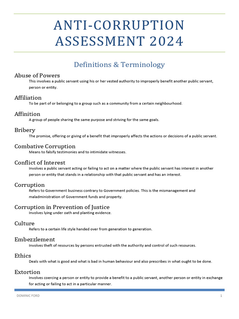 Anti-Corruption Assessment 2024 | PDF