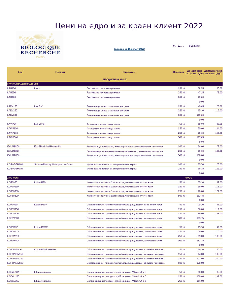 Price List 2022 Proff&Retail Final | PDF