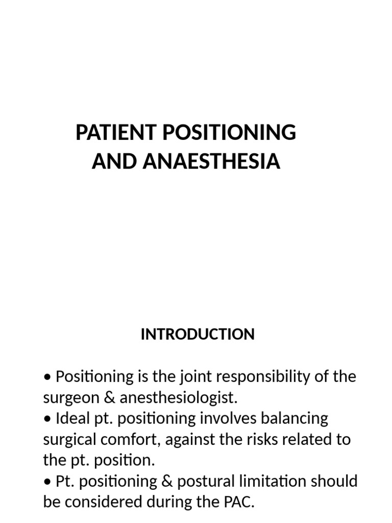 Positioning In Anaesthesia | PDF