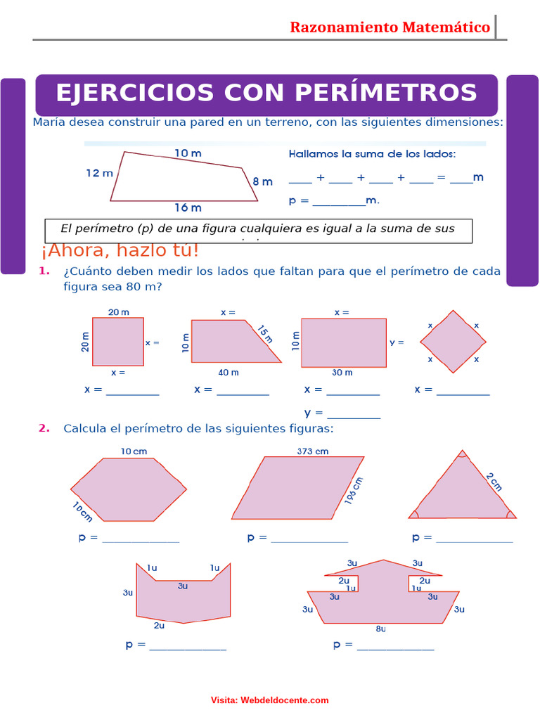 Ejercicios Con Perímetros para 5 Grado de Primaria | PDF
