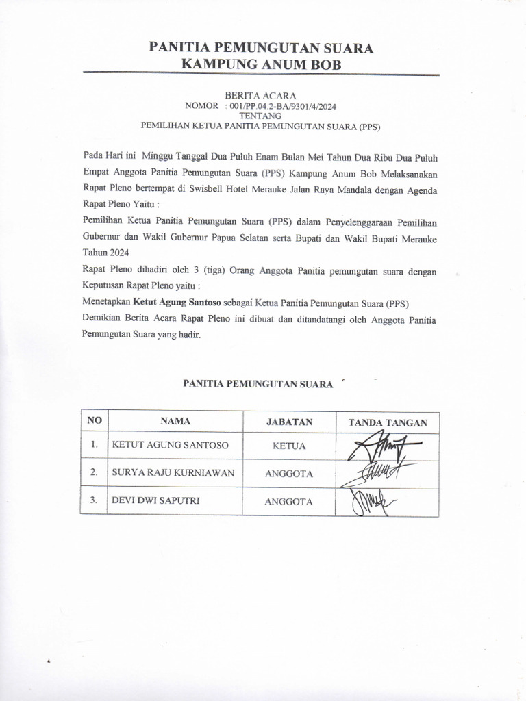 Ba Pemilihan Ketua PPS Anum Bob | PDF