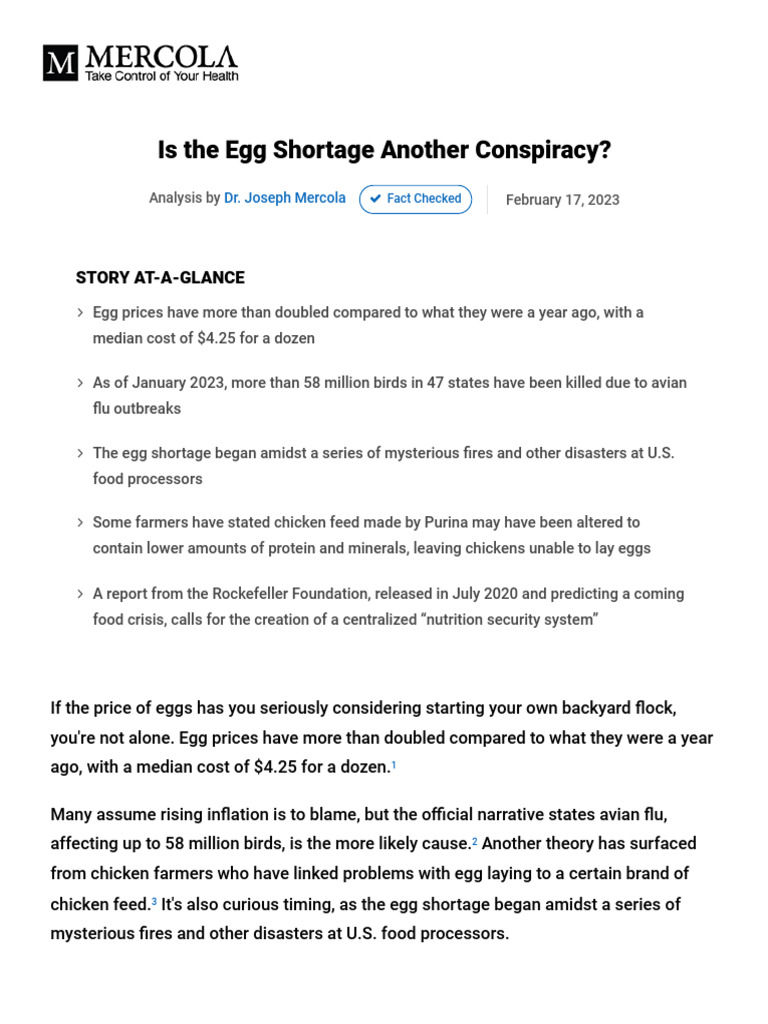 Egg Shortage Conspiracy PDF | PDF