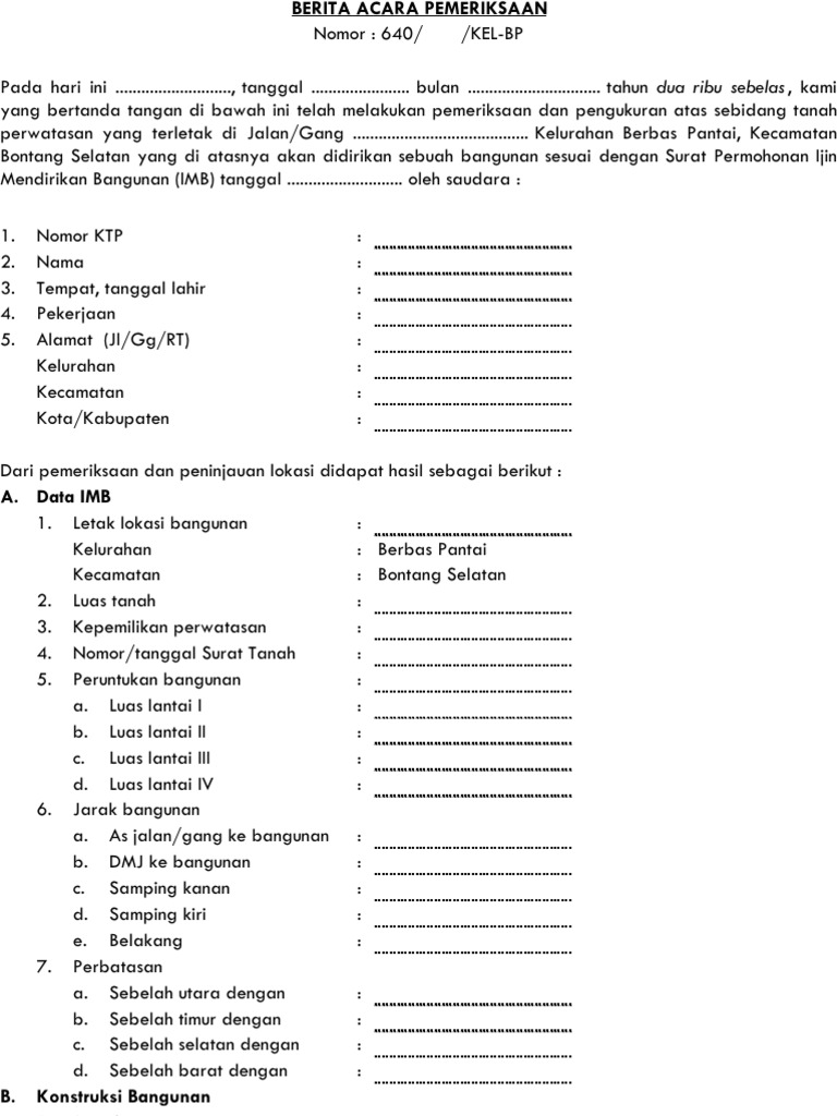 BA Pemeriksaan IMB | PDF | Hukum