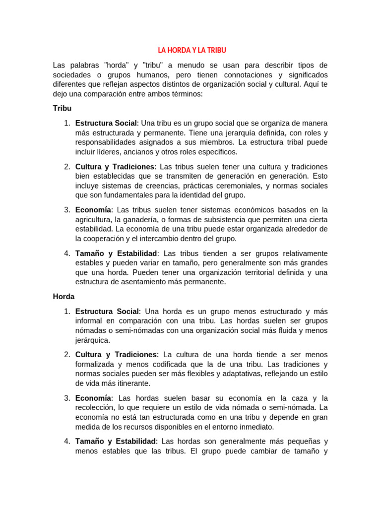 La Horda y La Tribu | PDF