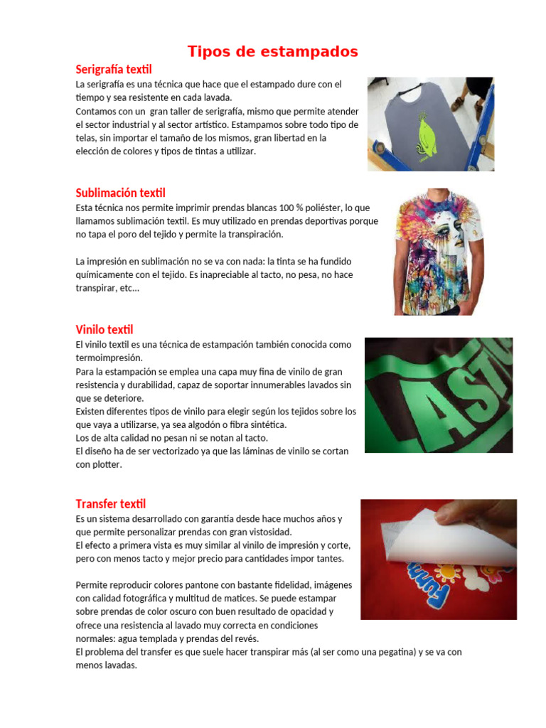 Tipos de Estampados 2024 | PDF