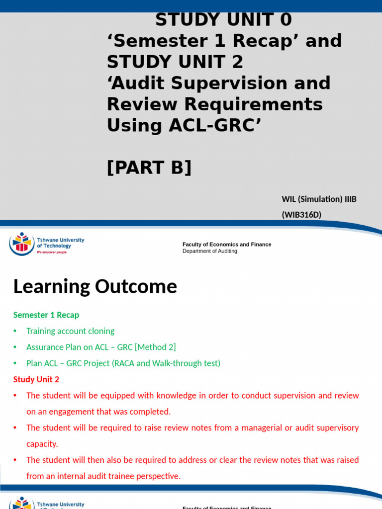 1.1. Study Unit 0 - Semester 1 Recap and Study Unit 2 - Part B | PDF