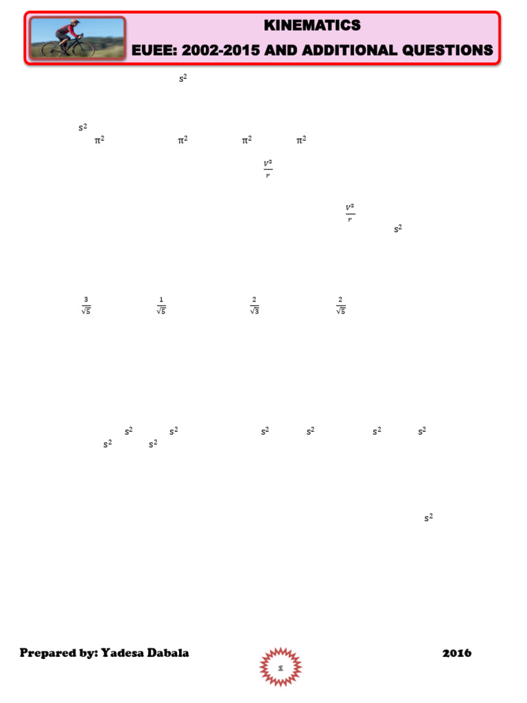 Kinematics Euee 2002-2015 & Additional Questions | PDF