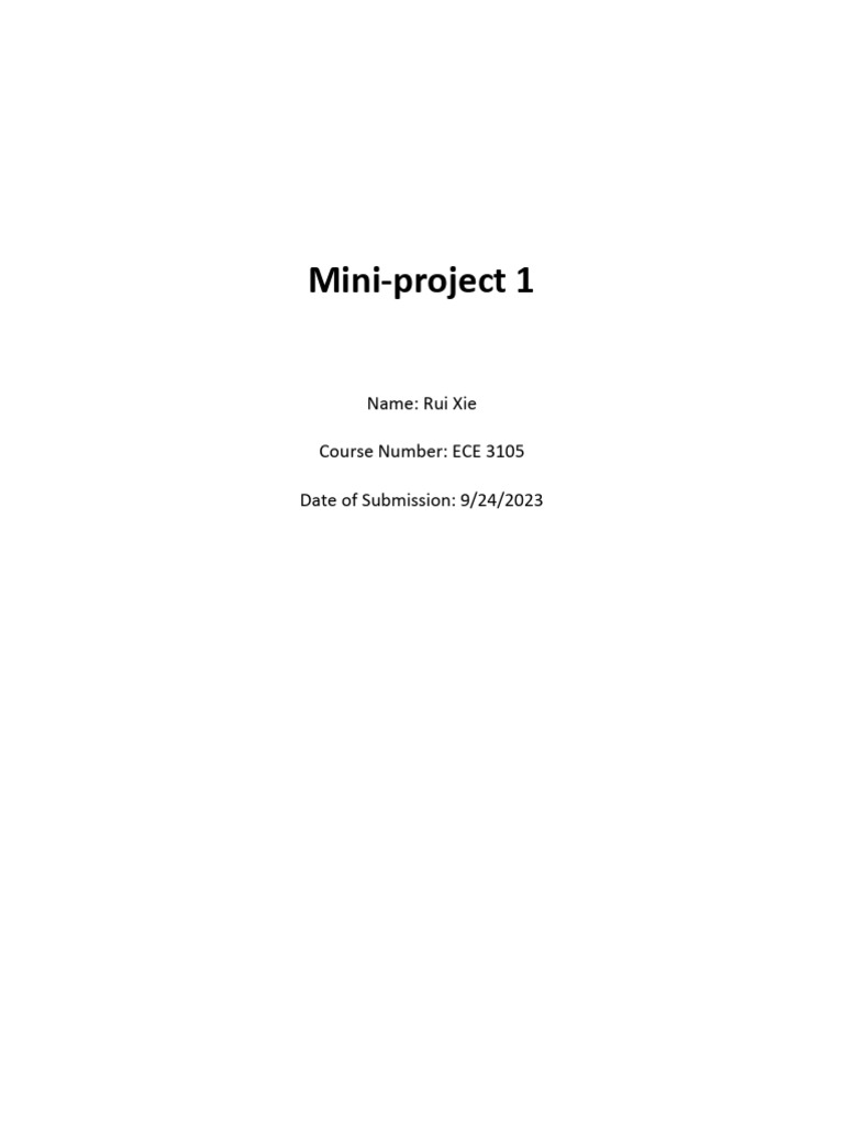 Mini Project Rui Xie | PDF