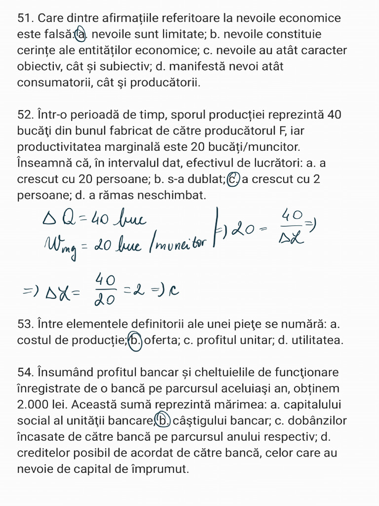 Rezolvare Admitere Drept Unibuc 2024 Economie | PDF