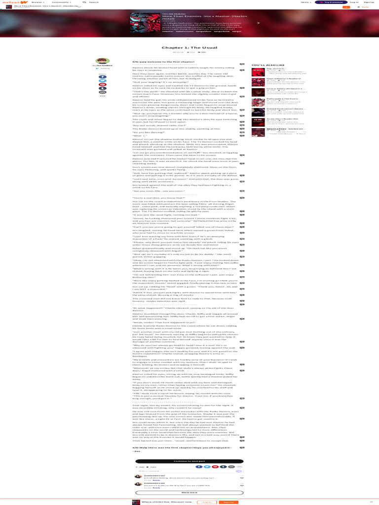 WWW - Wattpad - Com - 902160066 More Than Enemies Vox X Alastor Hazbin Hotel | PDF