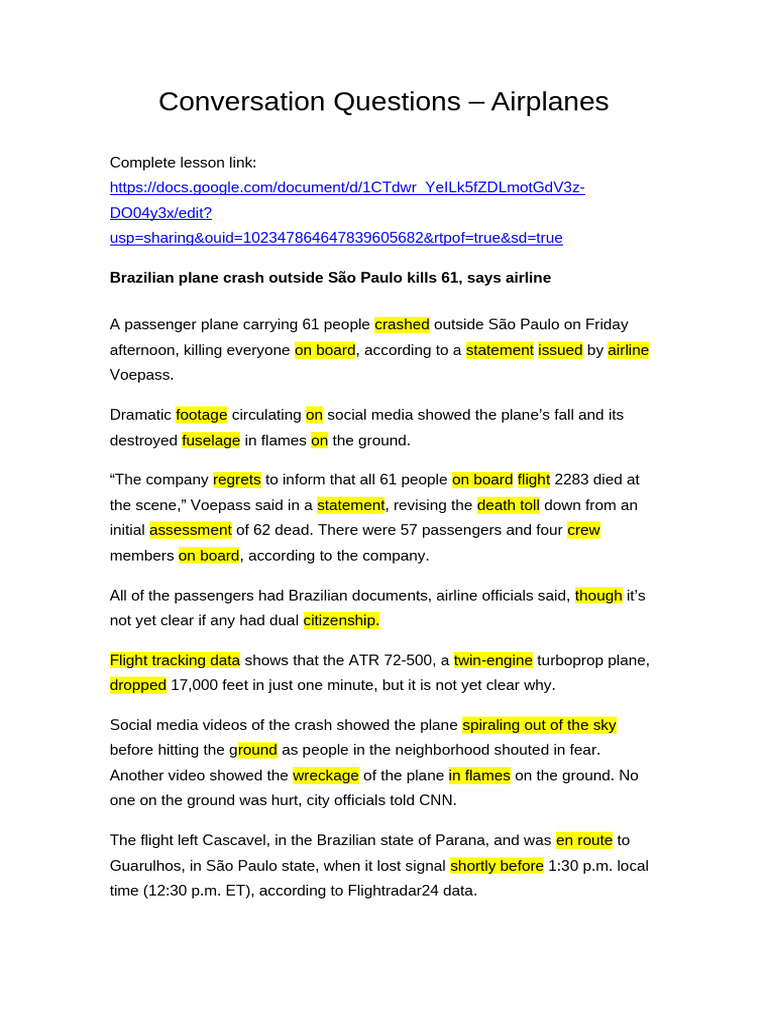 Conversation - Airplanes | PDF