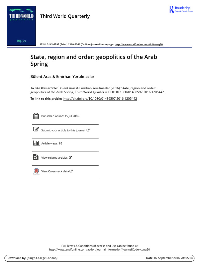 State Region and Order Geopolitics of The Arab Spring | PDF