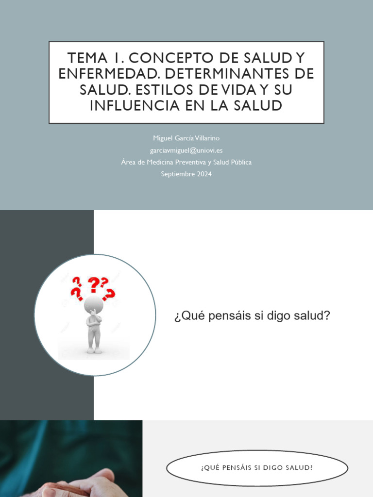 Tema 1. Concepto de Salud y Enfermedad | PDF | Organización Mundial de la Salud | Salud pública