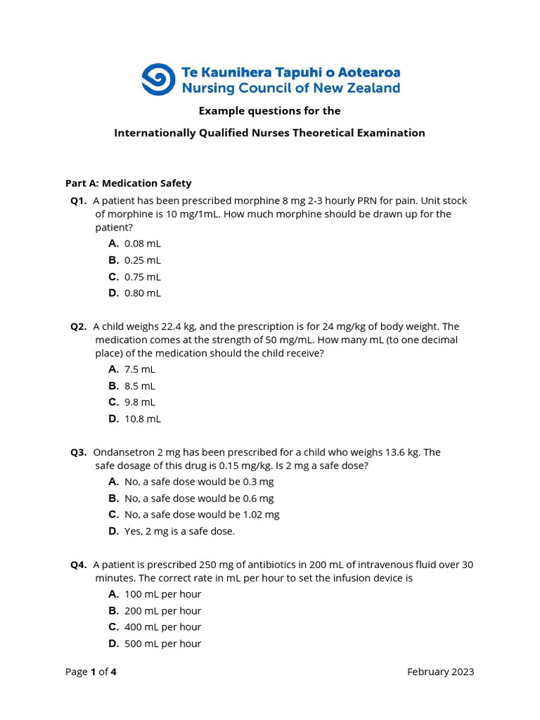 IQN Theoretical Examination Example Questions | PDF