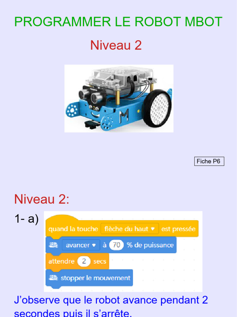 P6 Programmer Le Robot MBot Niveau 2 | PDF