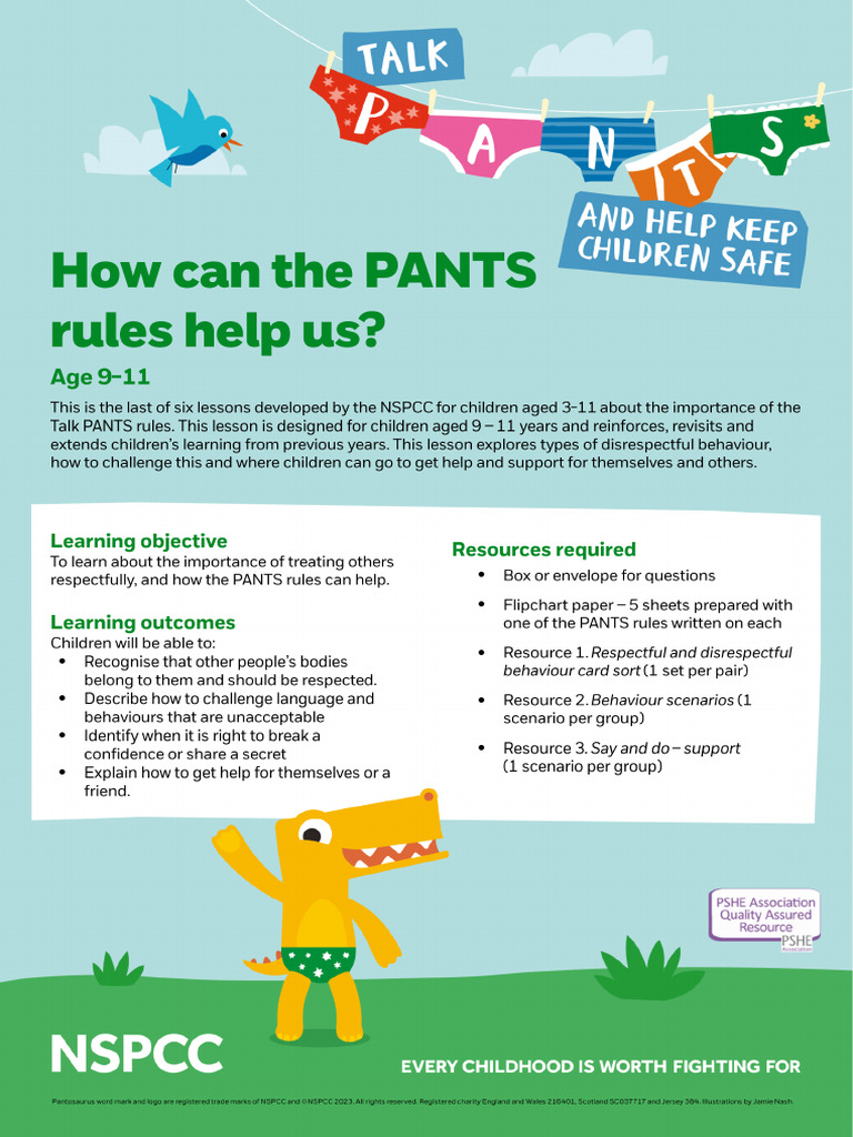 9 11 Lesson How Can The PANTS Rules Help Us | PDF