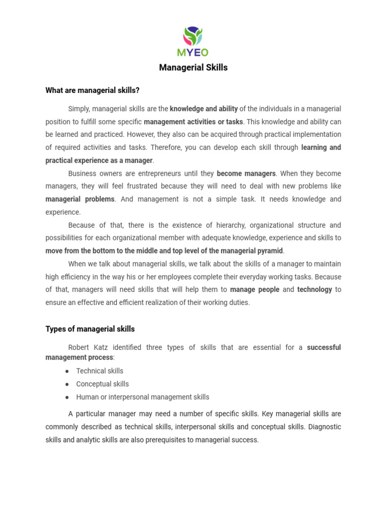 Managerial Skills | PDF