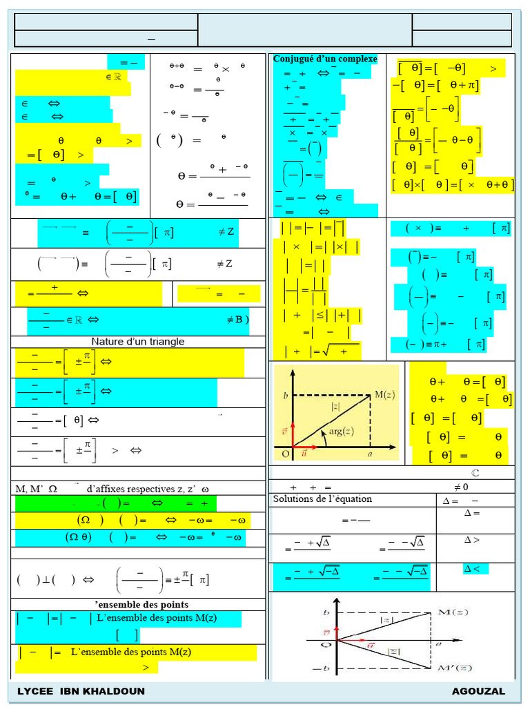 Nombres Complexes 1 2 Resume de Cours 6 5 | PDF
