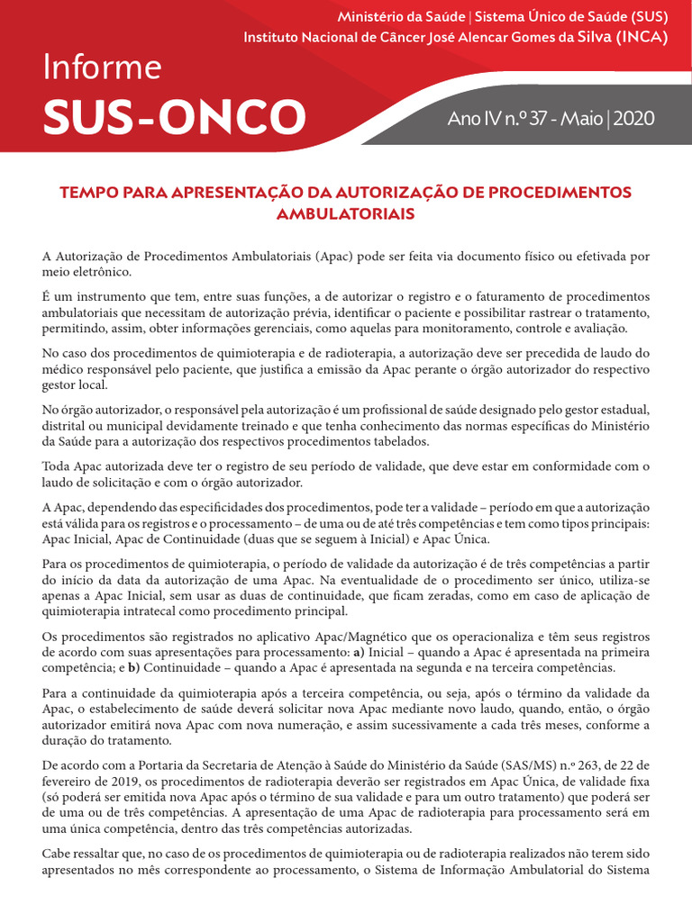 Informe Sus Onco Maio 2020 - 0 | PDF