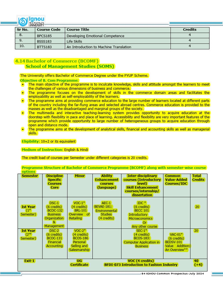 Ignou Bba Bcom | PDF