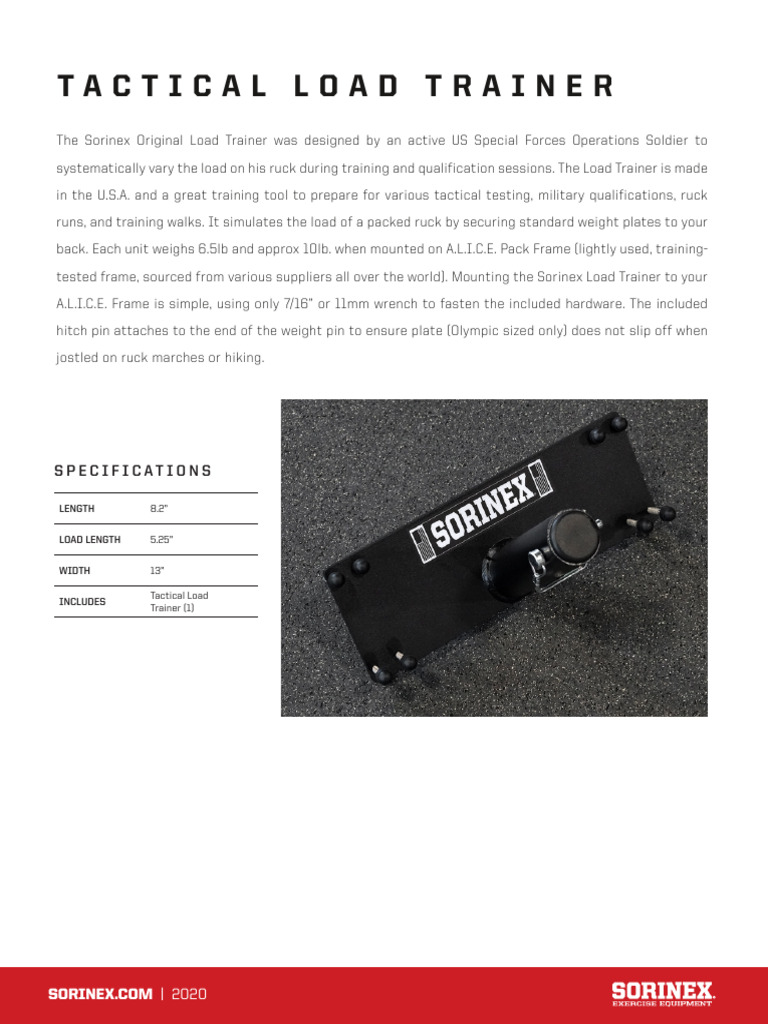 Tactical Load Trainer Spec Sheet | PDF